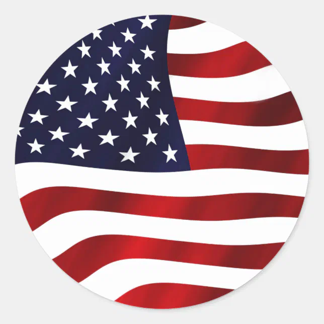 Waving US Flag Classic Round Sticker | Zazzle