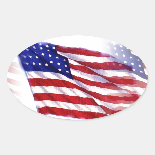 Waving US Flag Oval Sticker | Zazzle