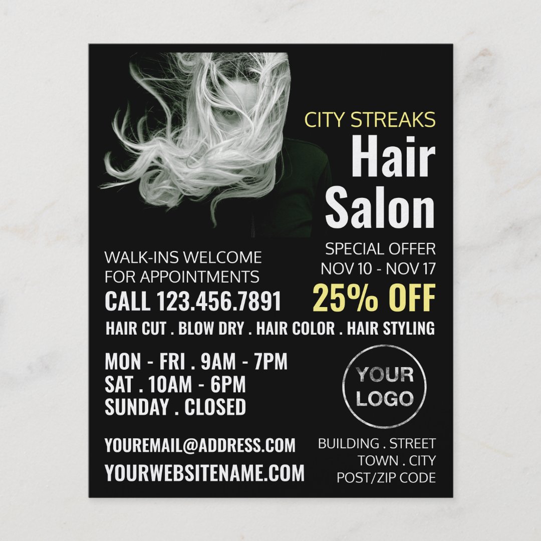 Wavy Blond Hair, Hair Stylist, Hair Salon Advert Flyer | Zazzle