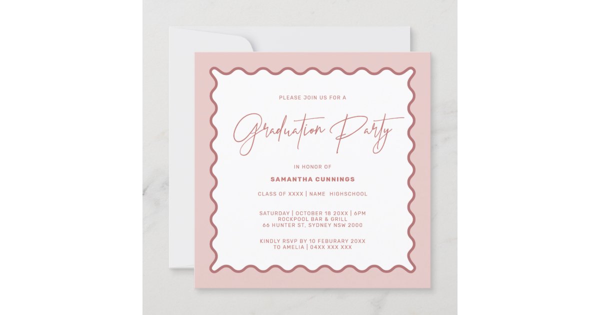 Wavy Border Graduation Party Invitation | Zazzle