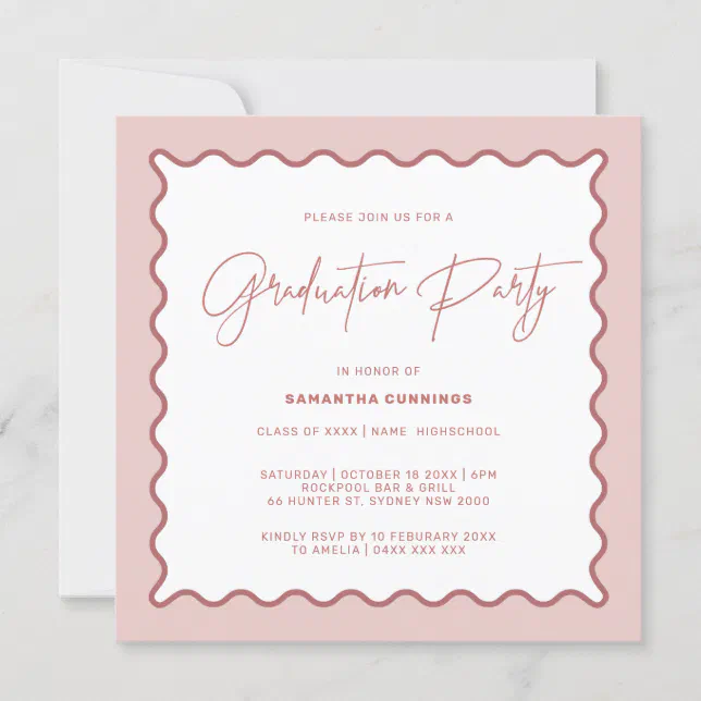 Wavy Border Graduation Party Invitation | Zazzle