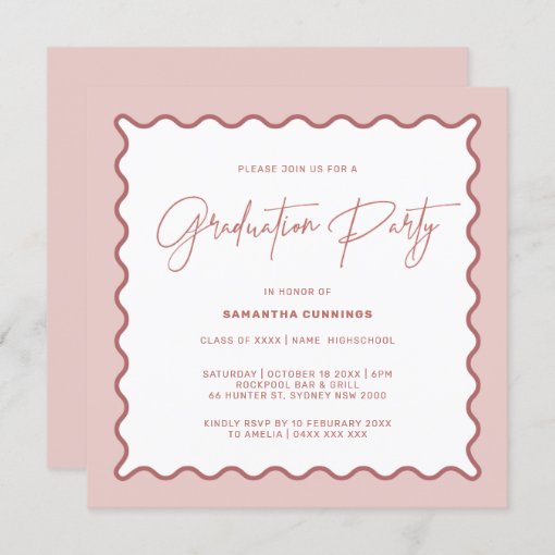 Wavy Border Graduation Party Invitation | Zazzle