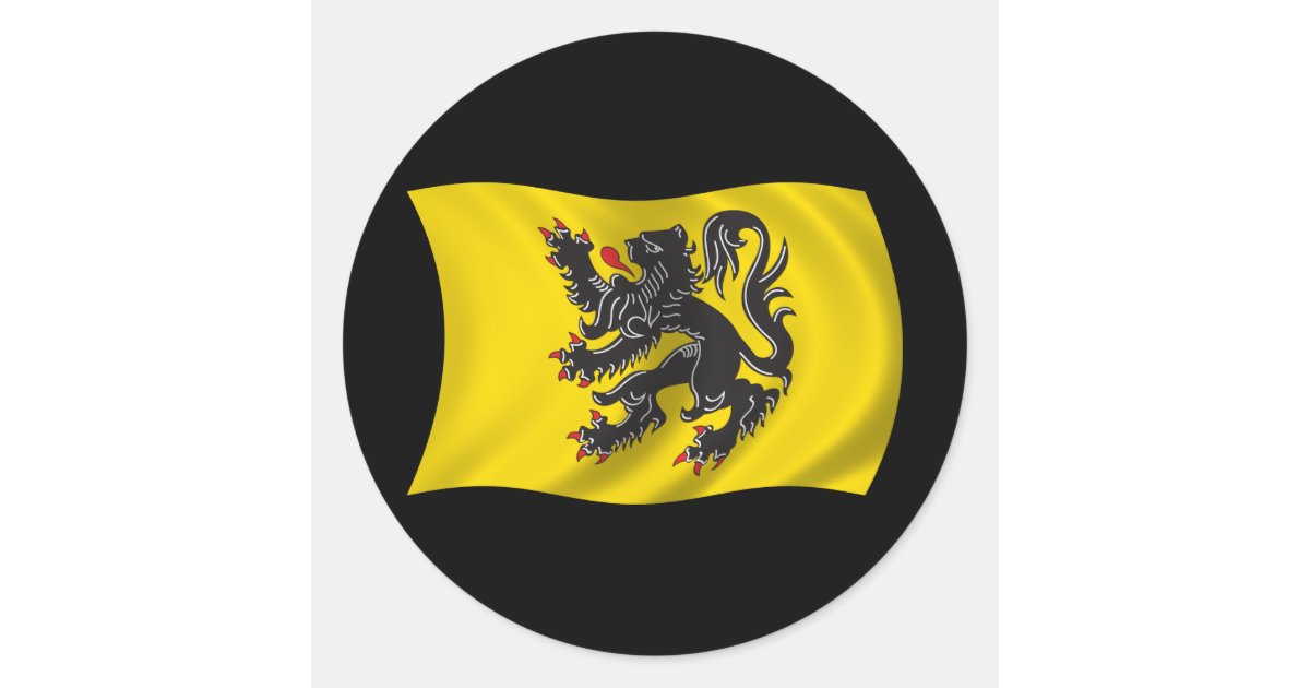 Wavy Flanders Flag Classic Round Sticker | Zazzle