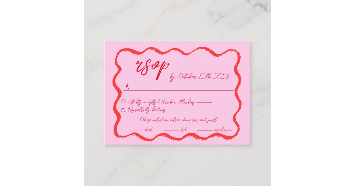 Wavy Hand Drawn Scribble Squiggle RSVP Wedding Enclosure Card | Zazzle