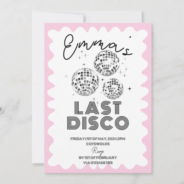 Wavy Last Disco Bachelorette Party Hen Itinerary Invitation | Zazzle