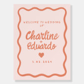 Wavy Pastel Handwriting Retro Wedding Welcome Sign | Zazzle