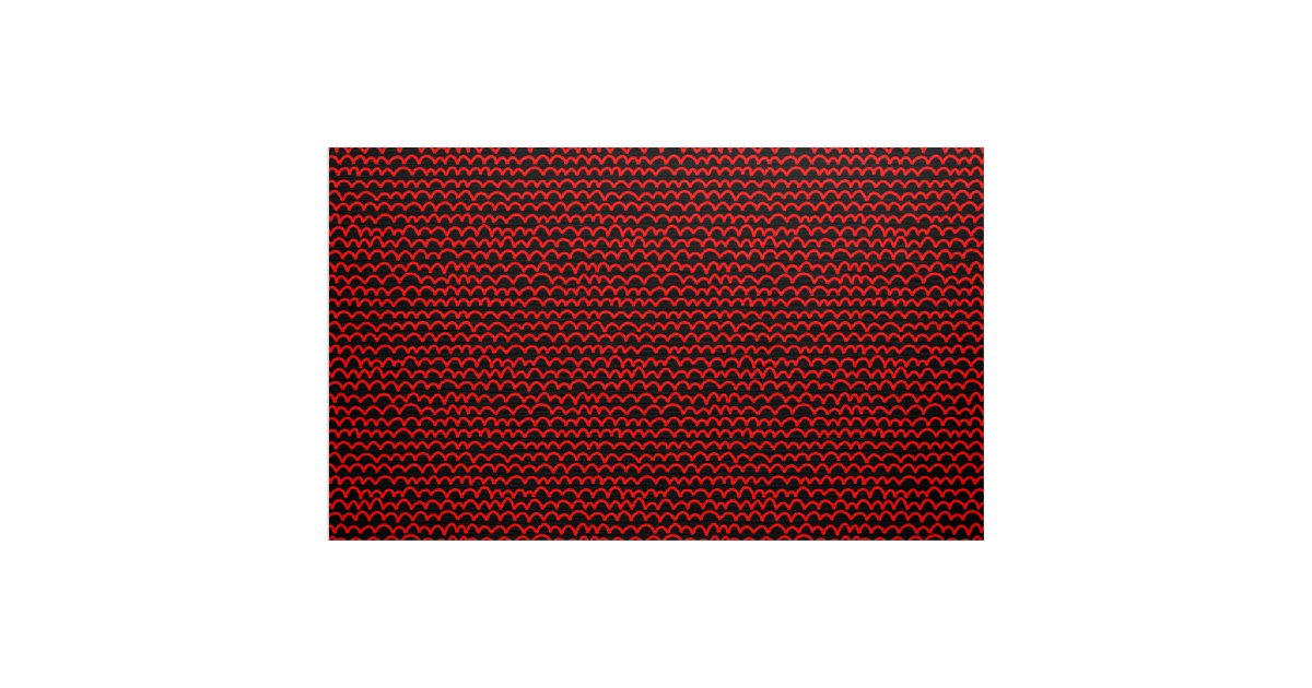 Wavy Pattern - Red on Black Fabric | Zazzle