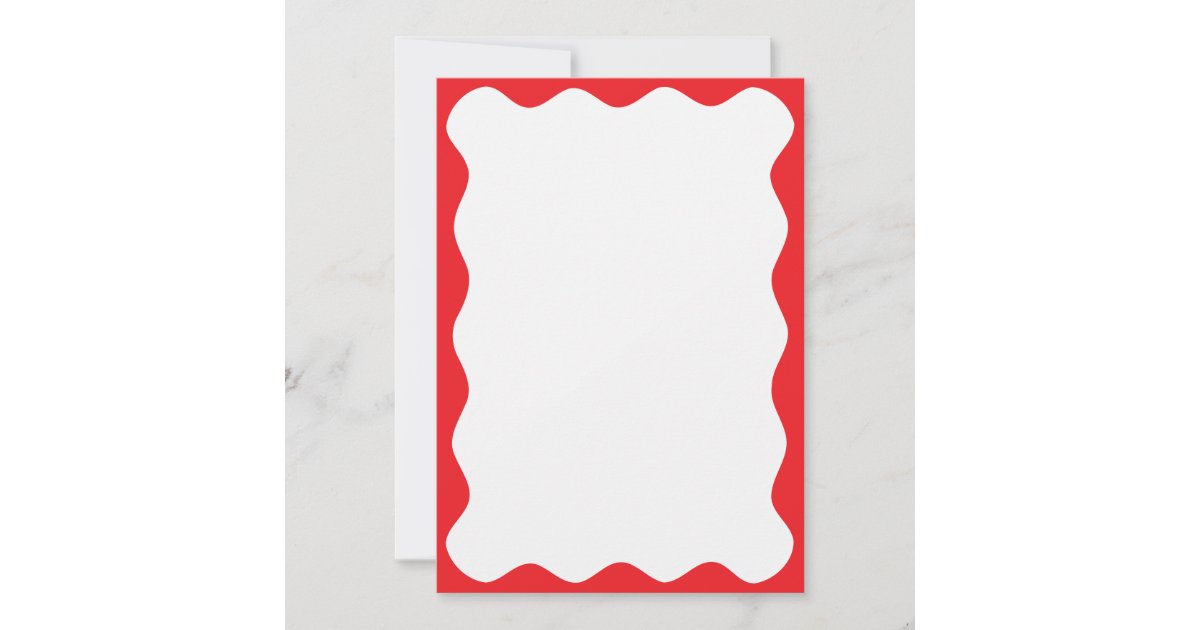 Wavy Red Border Christmas Blank Custom Text Invitation | Zazzle