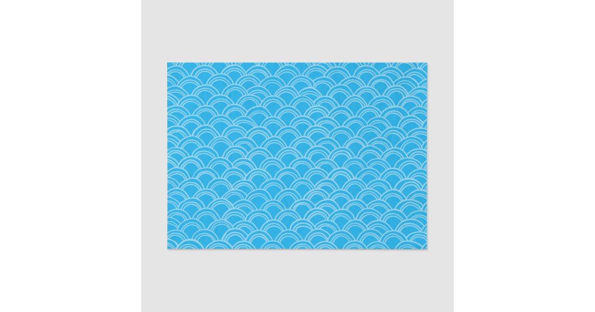 Wavy Scallops Pattern White Blue Tissue Paper | Zazzle
