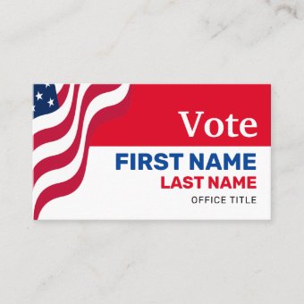 Wavy US Flag Political Campaign Formal Business Card | Zazzle