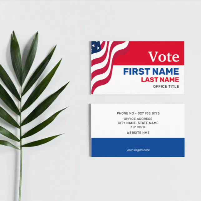 Wavy US Flag Political Campaign Formal Business Card | Zazzle
