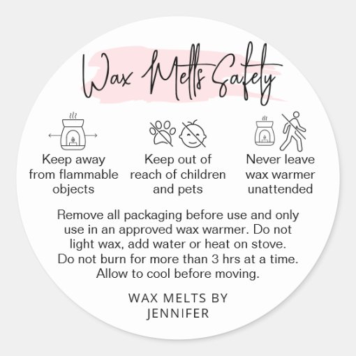 Wax Melt Warning Label Feminine Safety Sticker | Zazzle