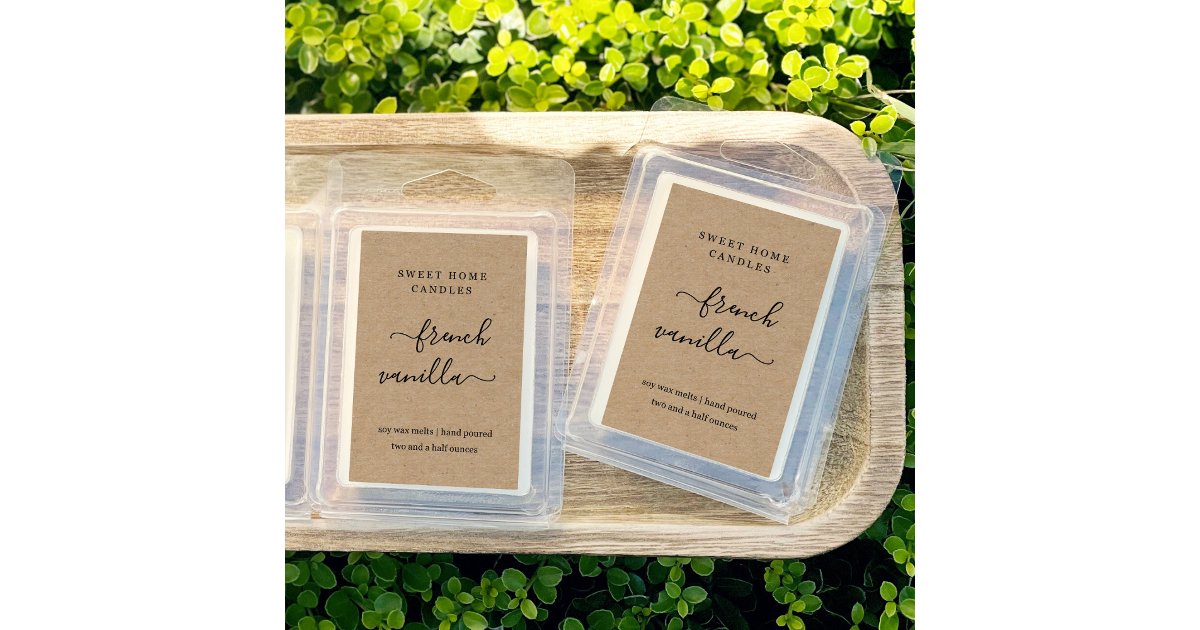 Wax Melts Label 3x2" Kraft Background Sticker | Zazzle