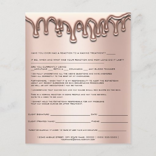 Waxing Depilation Liability Waiver Release Form Flyer | Zazzle