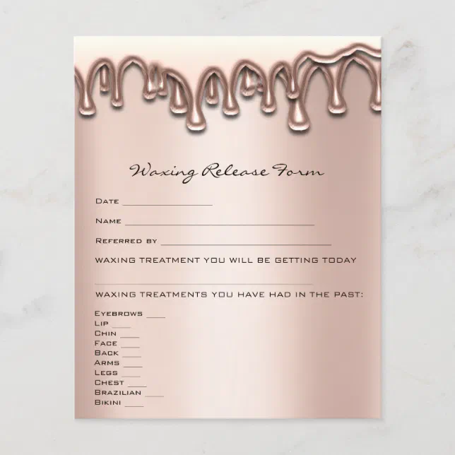 Waxing Depilation Liability Waiver Release Form Flyer | Zazzle