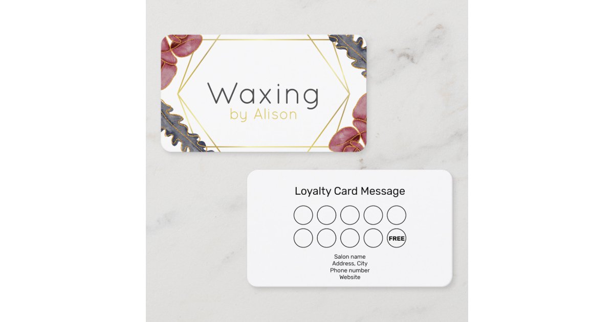 Waxing technician/esthetician gold loyalty business card | Zazzle