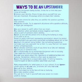 Ways to Be an Upstander Poster | Zazzle