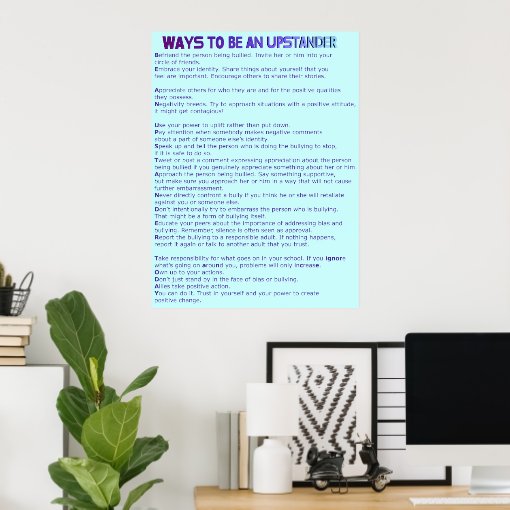 Ways to Be an Upstander Poster | Zazzle