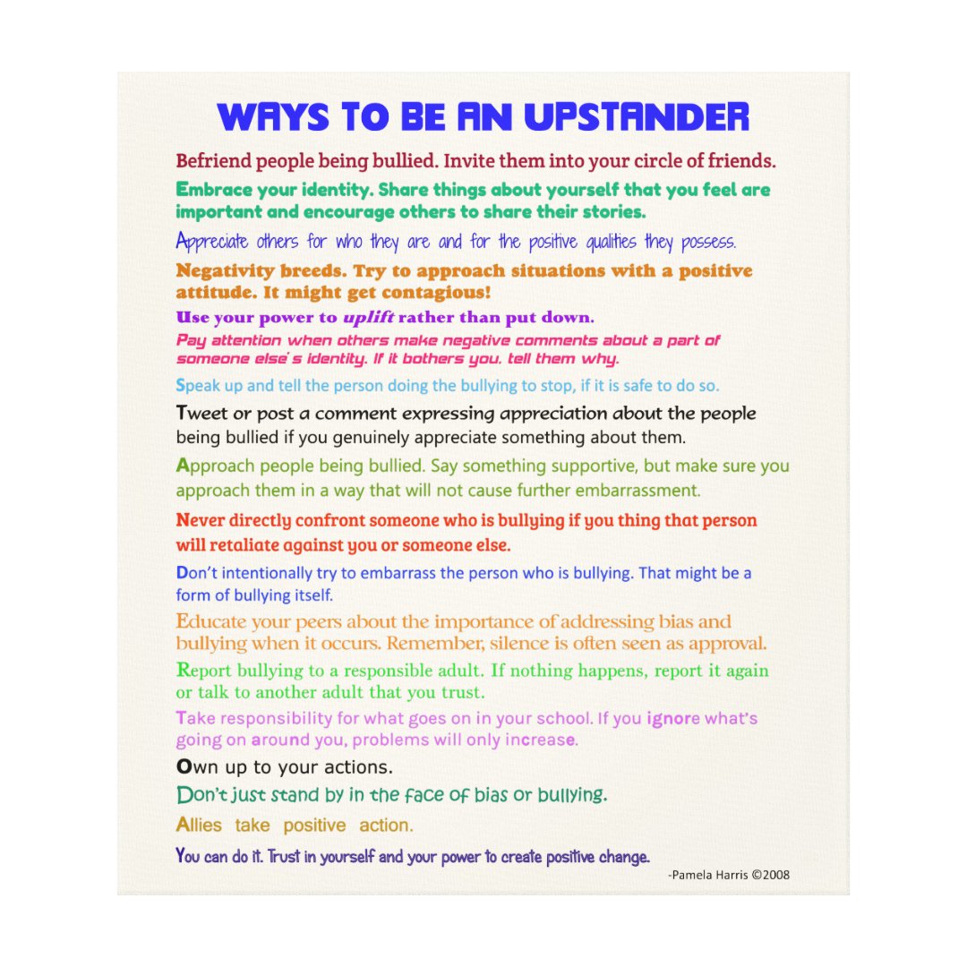 Ways to Be an Upstander v II Wrapped Canvas | Zazzle