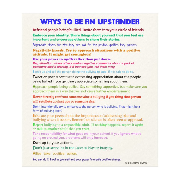 Ways to Be an Upstander v II Wrapped Canvas | Zazzle