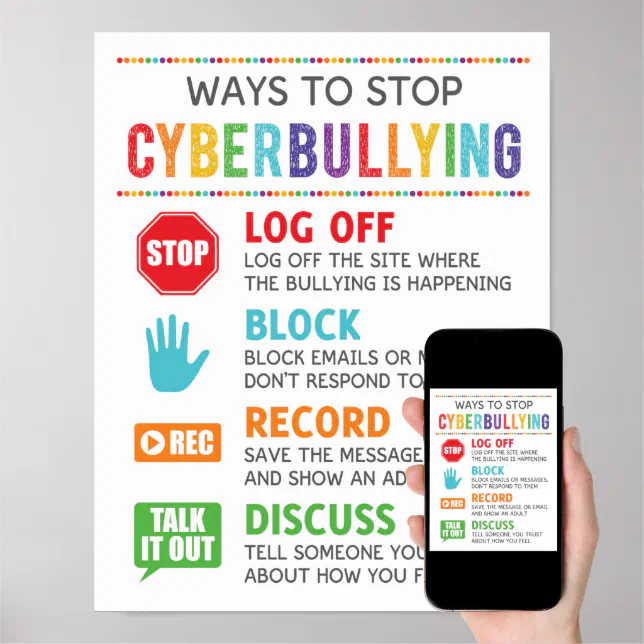Ways To Stop Cyberbullying School Anti Bully Poster | Zazzle