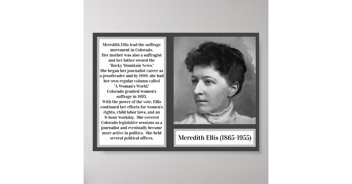 #WCW Meredith Ellis Colorado suffrage leader Poster | Zazzle