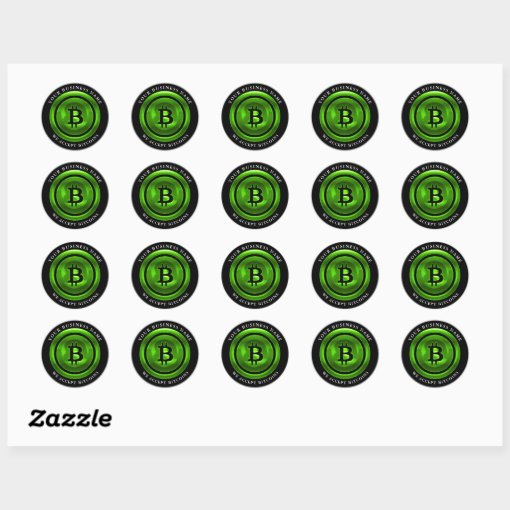 We Accept Bitcoin Symbol Logo Business Name Green Classic Round Sticker ...