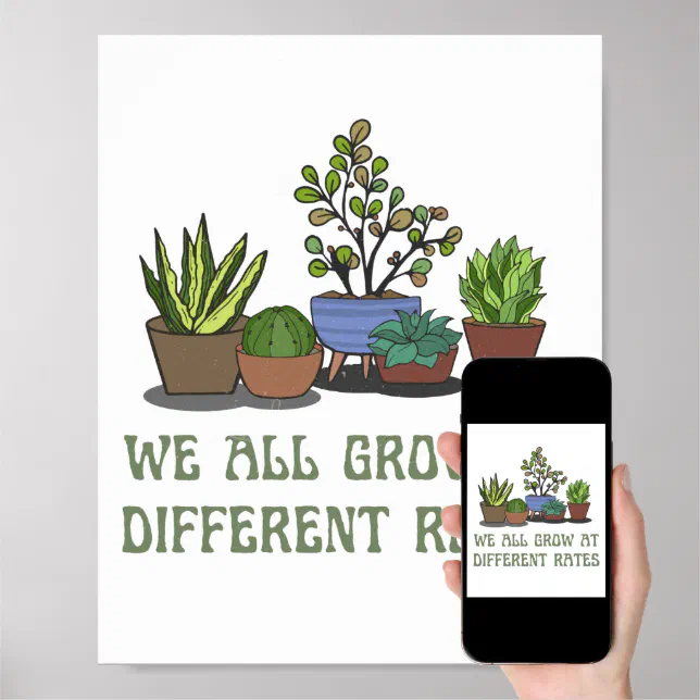we all grow at different rates preschool teacher poster | Zazzle