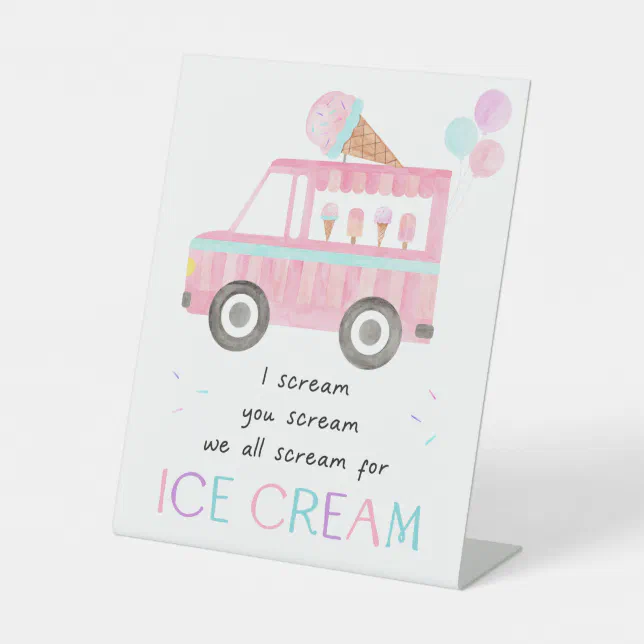 We All Scream For Ice Cream Party Pedestal Sign | Zazzle