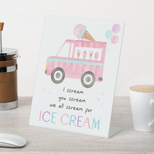 We All Scream For Ice Cream Party Pedestal Sign | Zazzle