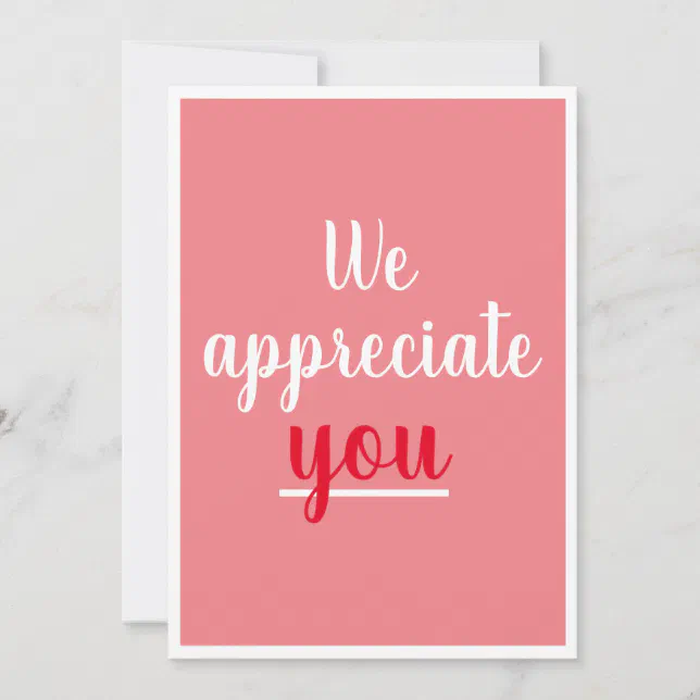 We Appreciate You Nice Gesture Thank You Pink | Zazzle