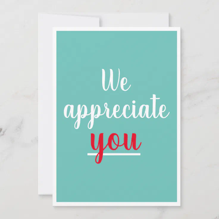 We Appreciate You Nice Gesture Thank You Teal | Zazzle