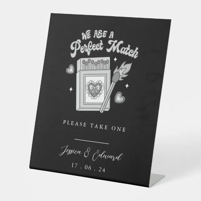 We Are A Perfect Match Please Take One Vintage Pedestal Sign | Zazzle