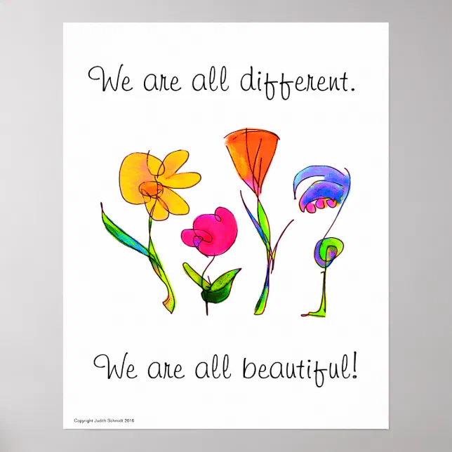 We Are All Different & Beautiful Diversity Poster | Zazzle