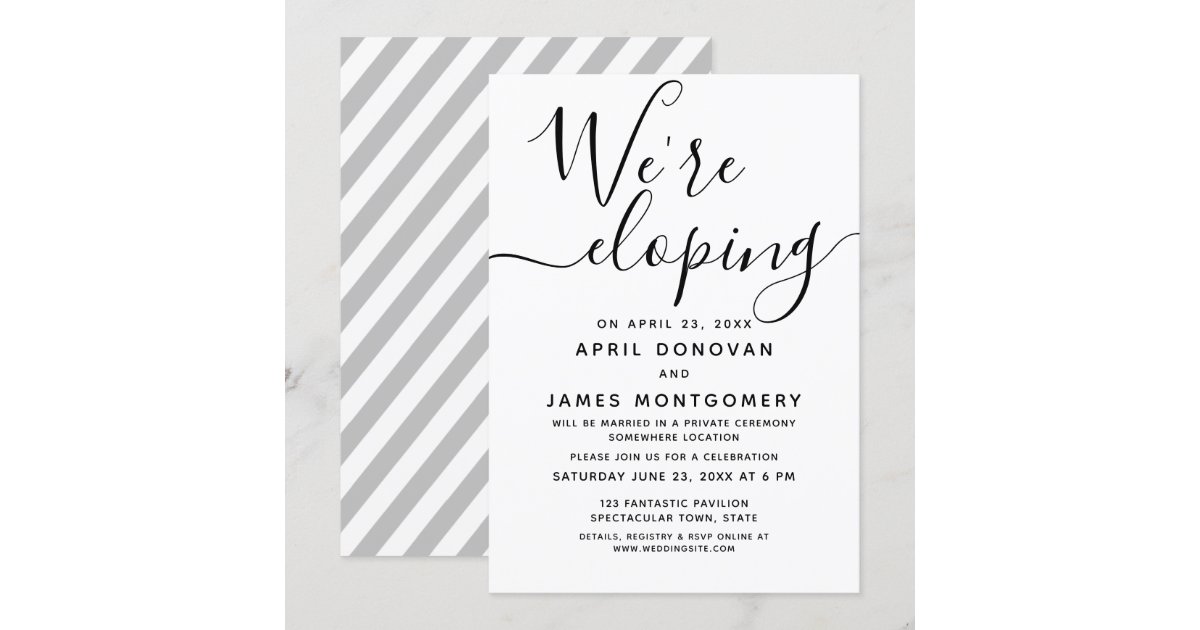 We are Eloping Typography Wedding Invitation | Zazzle