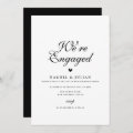 We are engaged black lettering engagement invitation | Zazzle