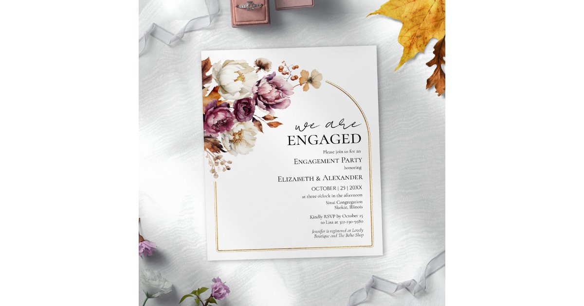 We are Engaged | Fall Engagement Party Invitation | Zazzle