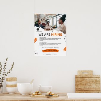 We Are Hiring Staff Custom BUSINESS logo Poster | Zazzle