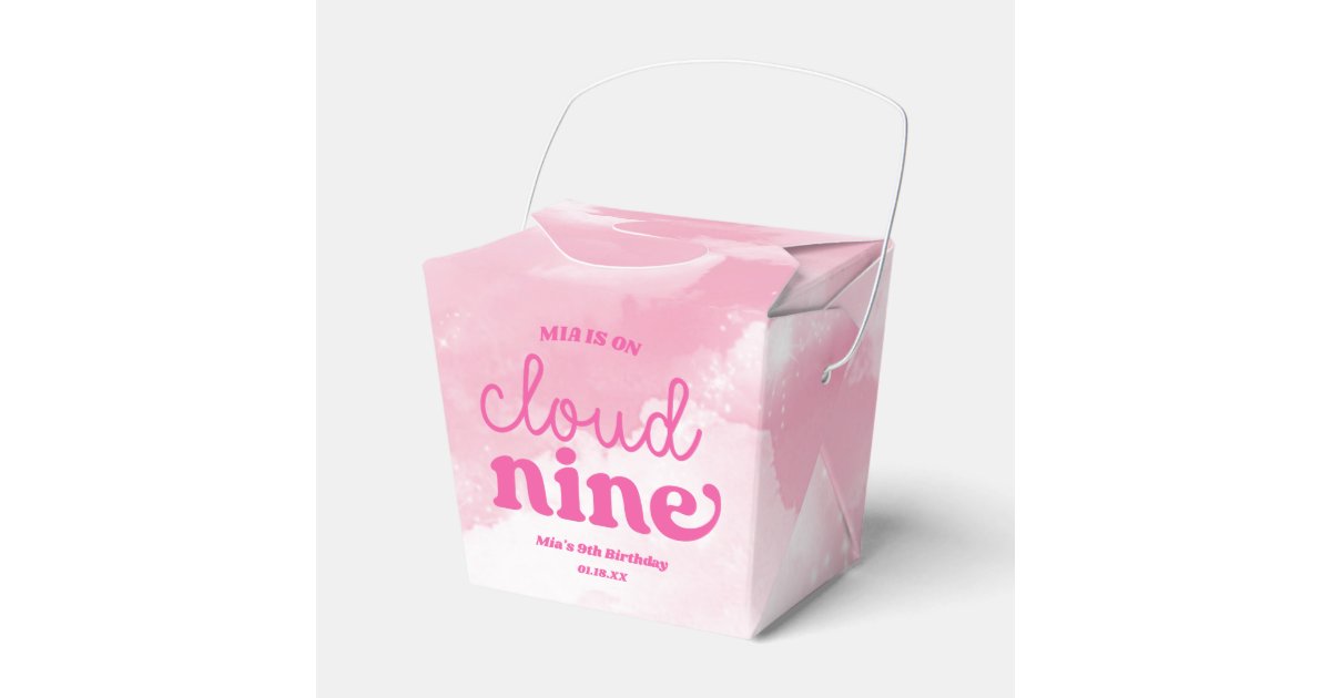 We Are On Cloud Nine Pink 9th Ninth Birthday Party Favor Boxes | Zazzle