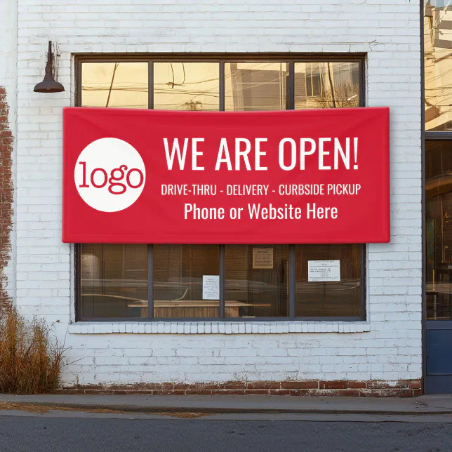 We Are Open for pick-up and delivery orders Banner | Zazzle