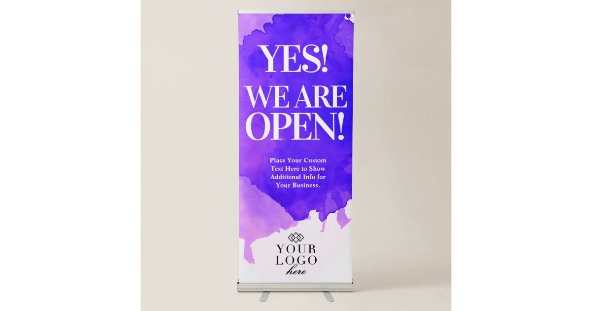 We Are Open Watercolor Purple Vertical Sign | Zazzle