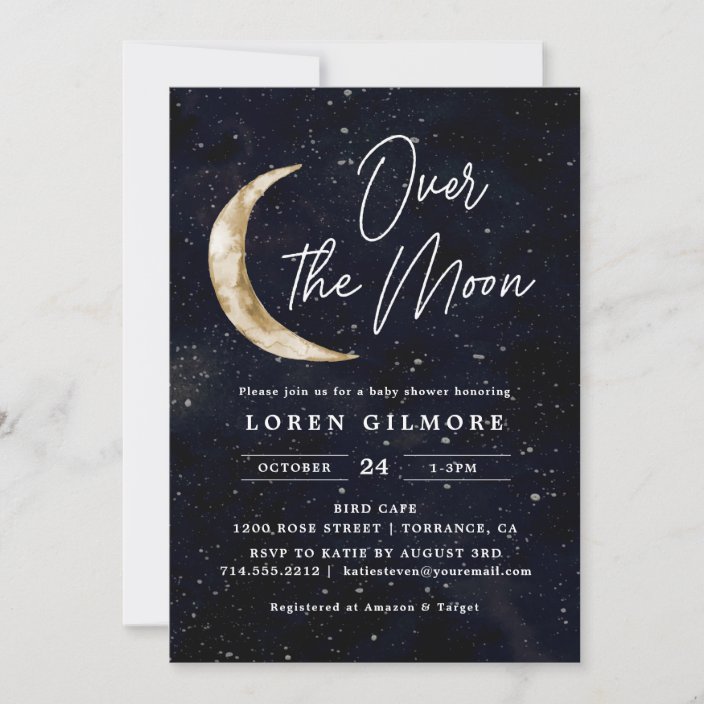 We Are Over The Moon Baby Shower | Space Invitation | Zazzle