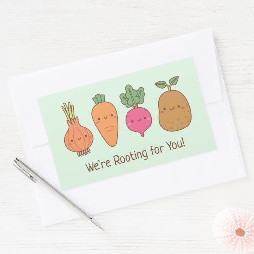 We Are Rooting For You Root Vegetables Pun Rectangular Sticker | Zazzle