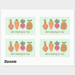 We Are Rooting For You Root Vegetables Pun Rectangular Sticker | Zazzle