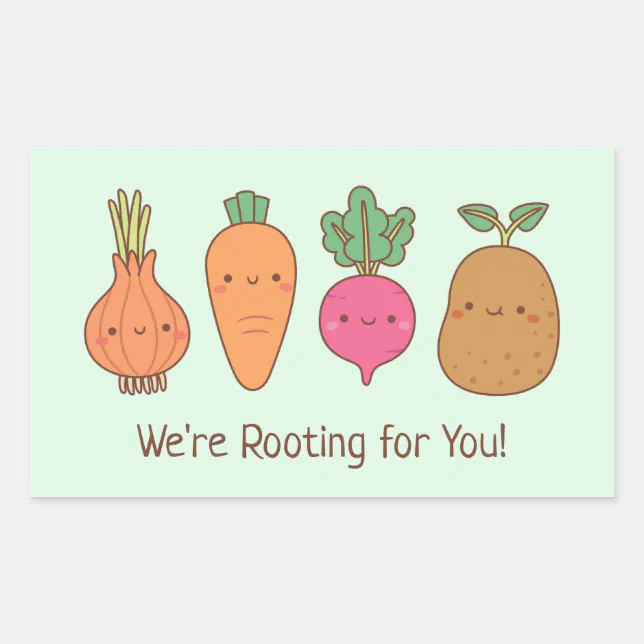 We Are Rooting For You Root Vegetables Pun Rectangular Sticker | Zazzle