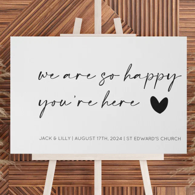 We Are So Happy You're Here Wedding Ceremony Faux Canvas Print | Zazzle