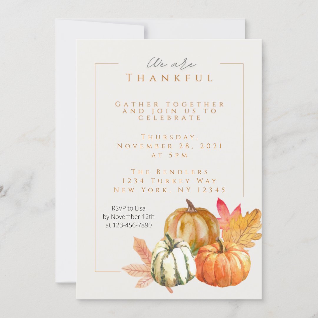 We are Thankful Thanksgiving Party Invitation | Zazzle