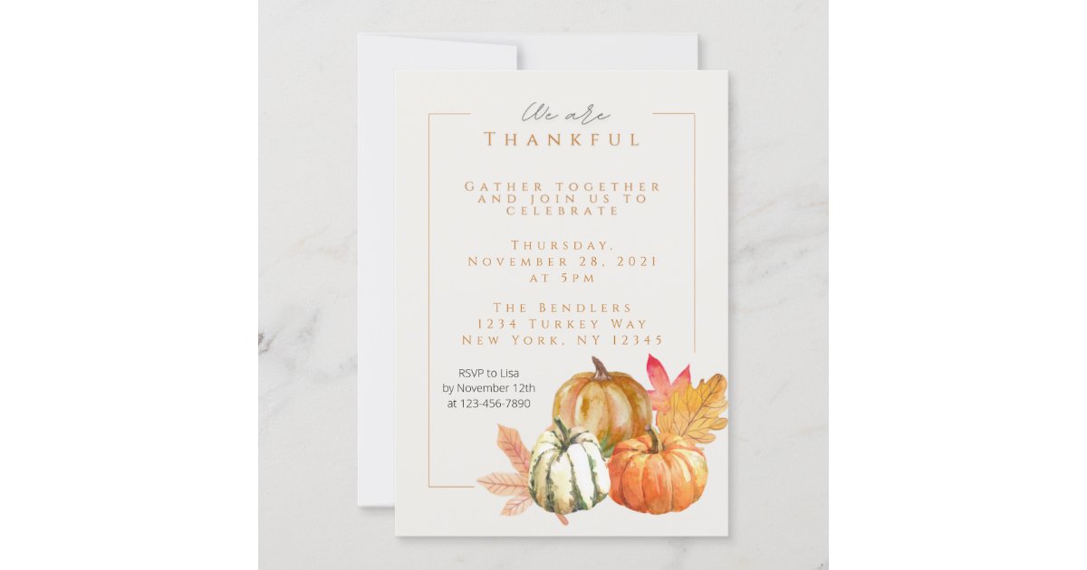 We are Thankful Thanksgiving Party Invitation | Zazzle
