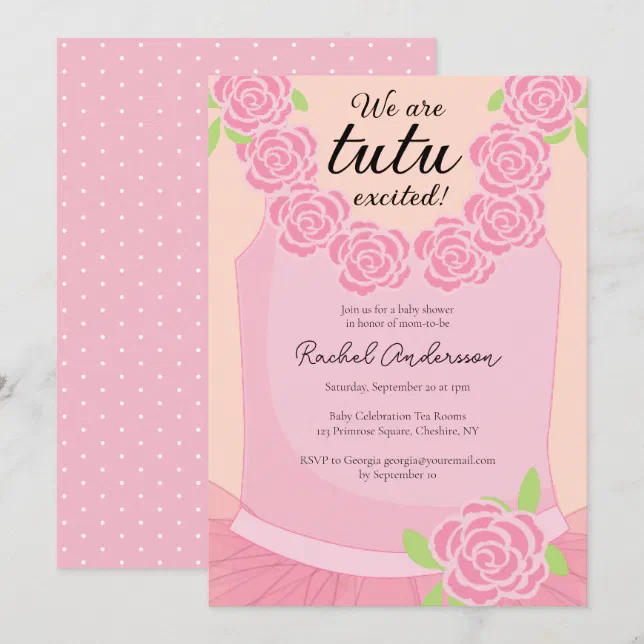 We Are Tutu Excited Ballerina Pink Baby Shower Invitation | Zazzle