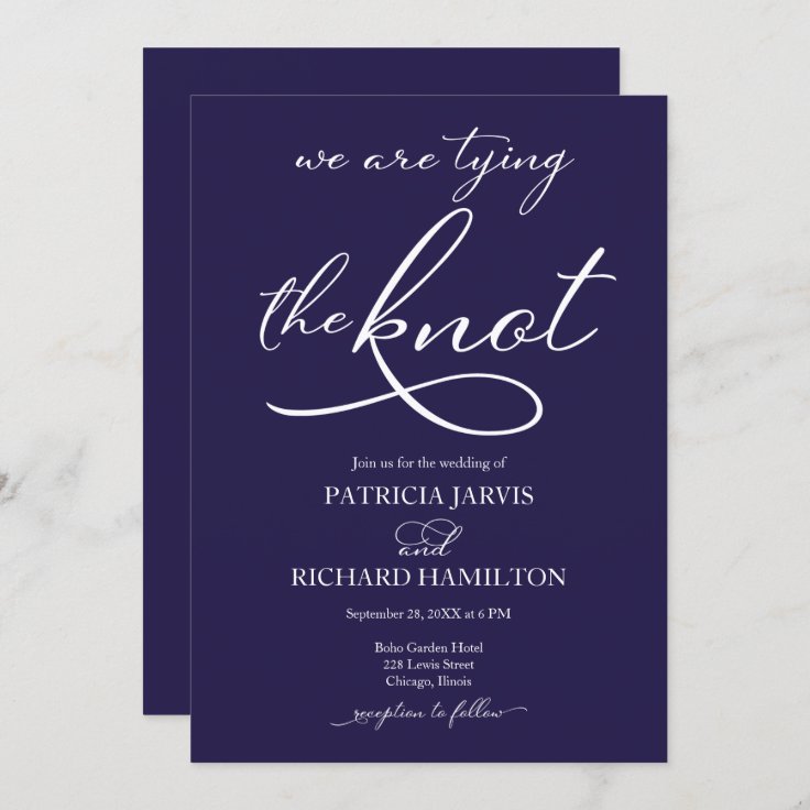 We Are Tying The Knot Elegant Script Wedding Invitation | Zazzle